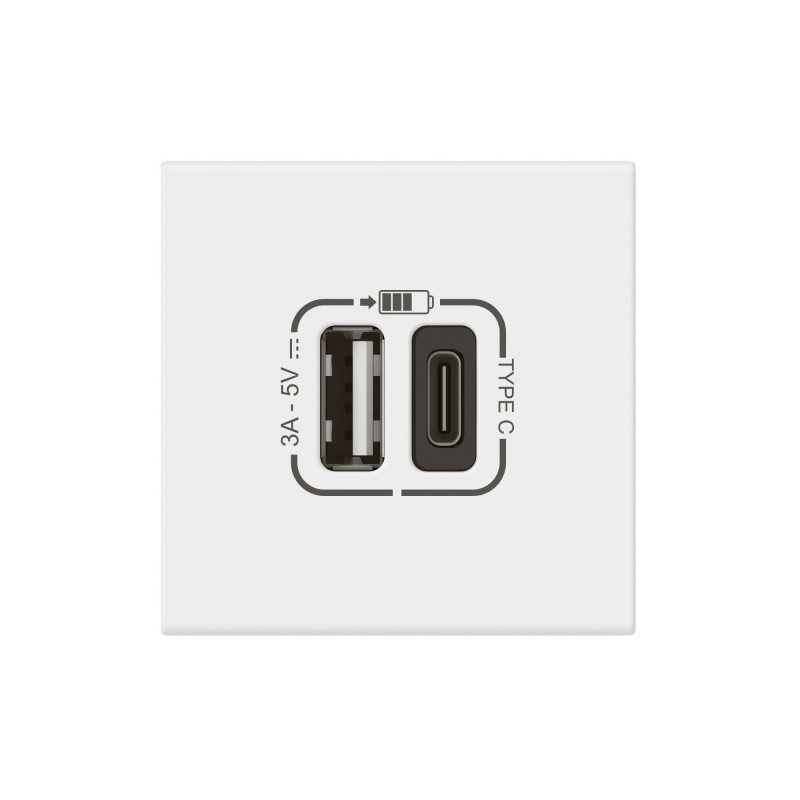 Chargeur USB Type-A + USB Type-C 3A 15W Mosaic Link raccordement ...