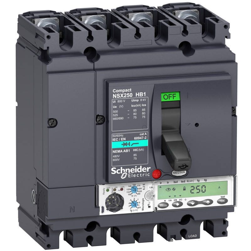 Compact NSX - disjoncteur NSX250HB1 - Micrologic 6.2 E - 100 A - 4 P 4d ...